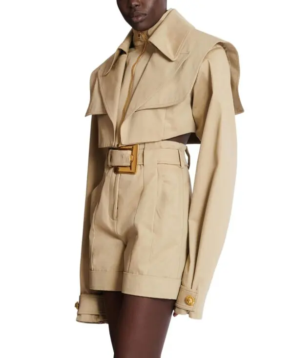 Balmain Cropped Gabardine Jacket