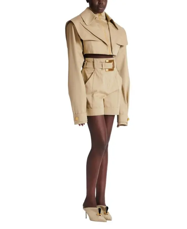 Balmain Cropped Gabardine Jacket