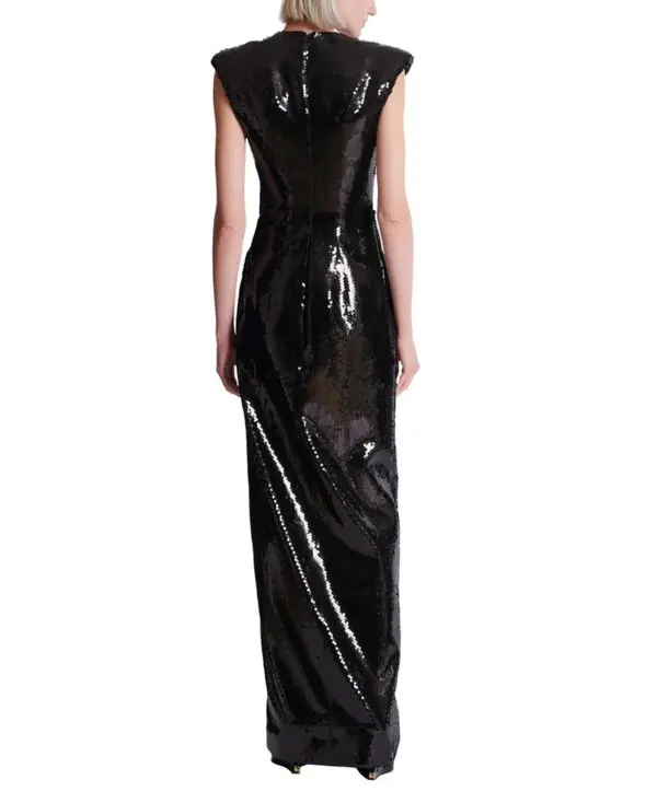 Balmain Long Draped Sequin Dress