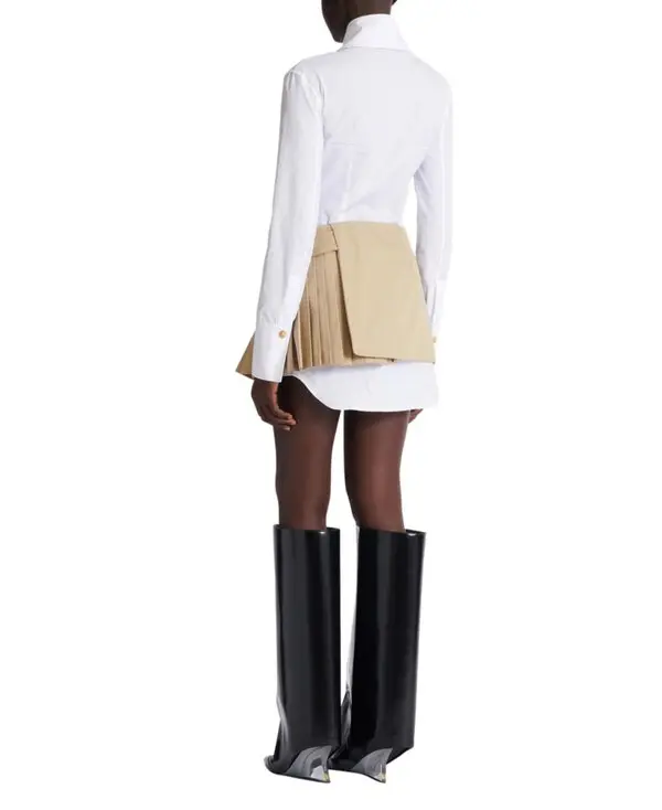 Balmain Belted Gabardine Mini Skirt