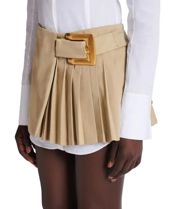 Balmain Belted Gabardine Mini Skirt