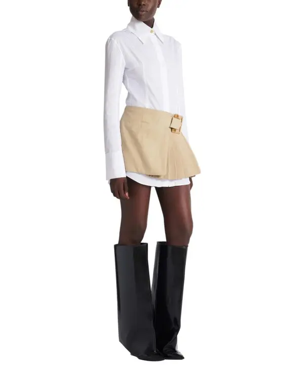 Balmain Belted Gabardine Mini Skirt