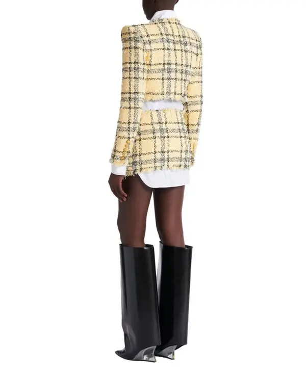 Balmain Cropped Glitter Tweed Jacket