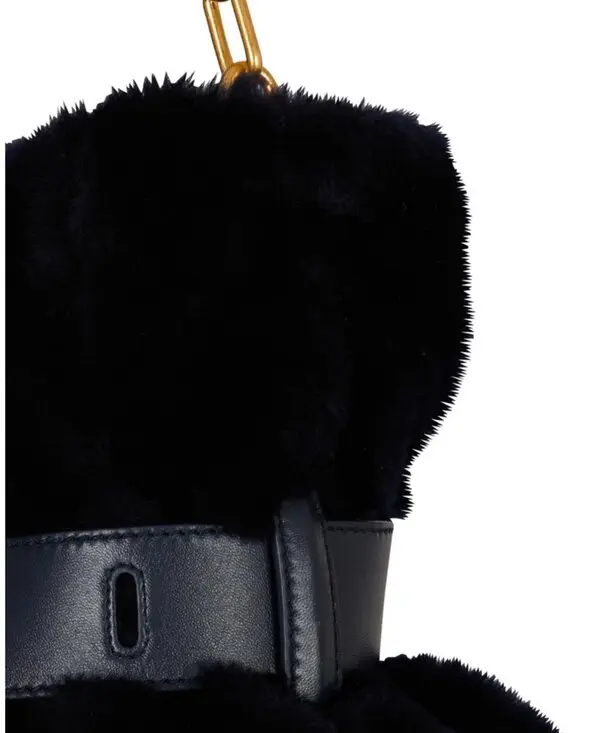 Balmain Medium Anthem Bag In Shearling - Navy