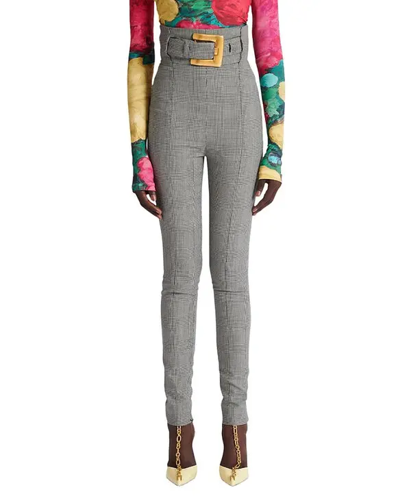 Balmain Stretch Trousers In Prince Of Wales Jacquard - Black