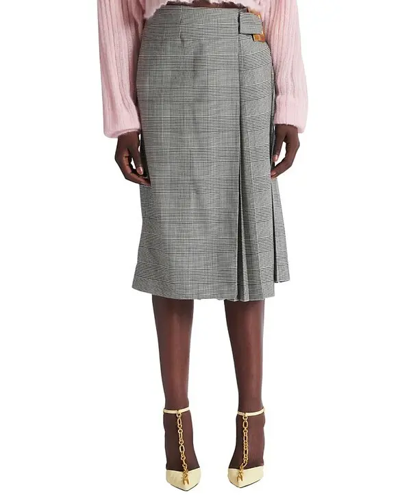 Balmain Midi Skirt With Prince Of Wales Check - Black