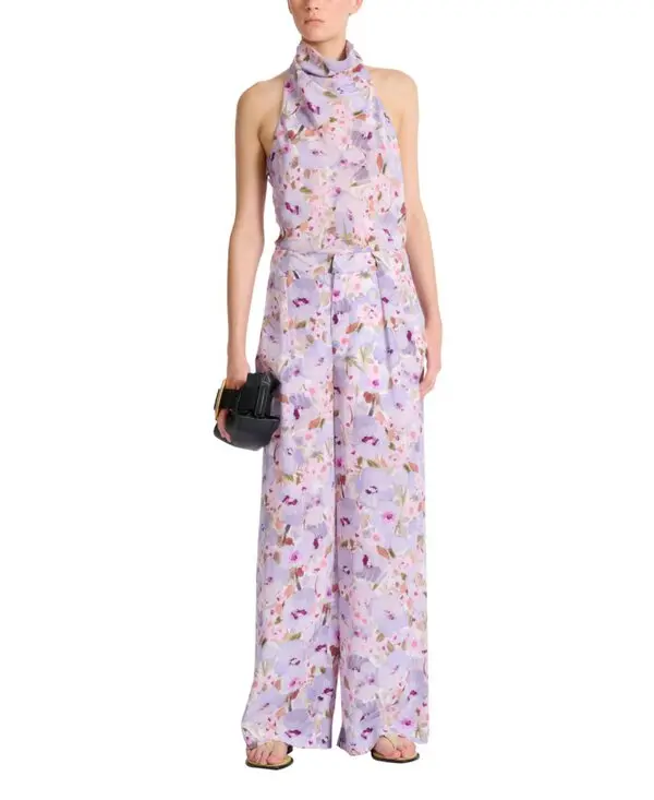 Balmain Printed Poppy Flower Wide Leg Trousers