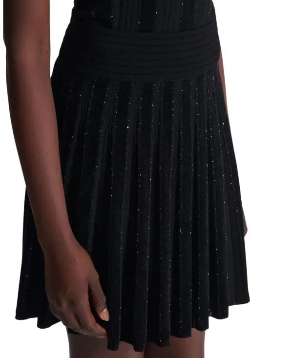 Balmain Pleated Glitter Knit Off-the-shoulder Mini Dress