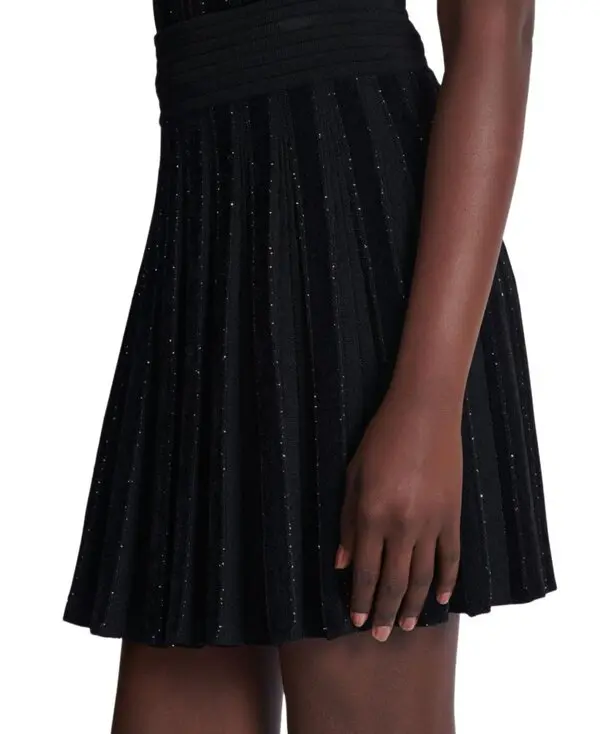 Balmain Pleated Glitter Knit Off-the-shoulder Mini Dress