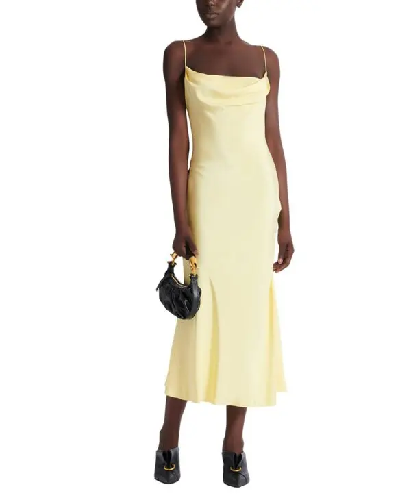 Balmain Long Strappy Dress In Silk Satin
