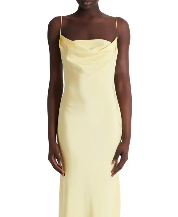 Balmain Long Strappy Dress In Silk Satin