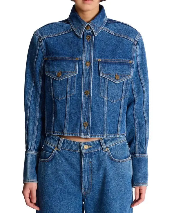Balmain Cropped Faded Denim Jacket