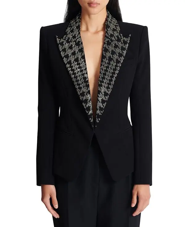 Balmain Embroidered 6-button Blazer - Black
