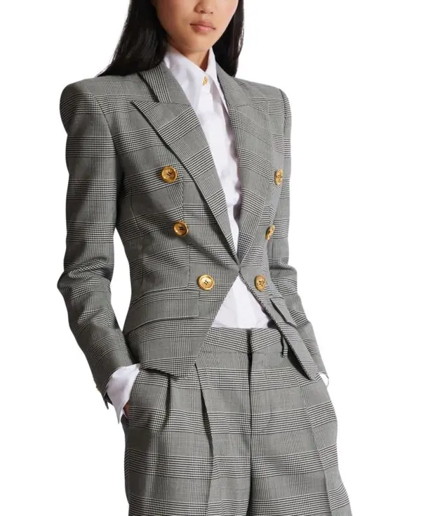 Balmain Six-button Prince Of Wales Jacquard Jacket