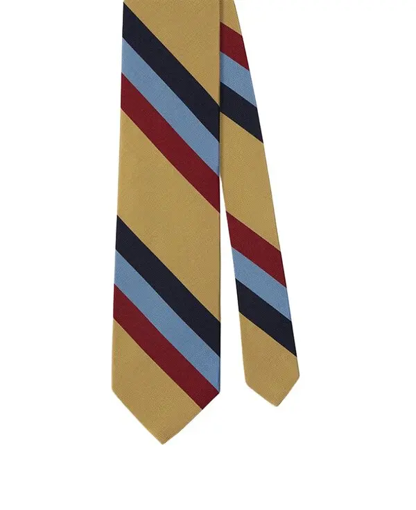 Robert Talbott Silk Cotton Stripe Necktie - Gold Multi