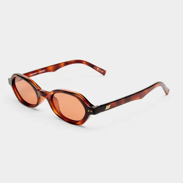 Le Specs Foundry Oval Sunglasses In Tortoiseshell With Clay Tint Lenses
