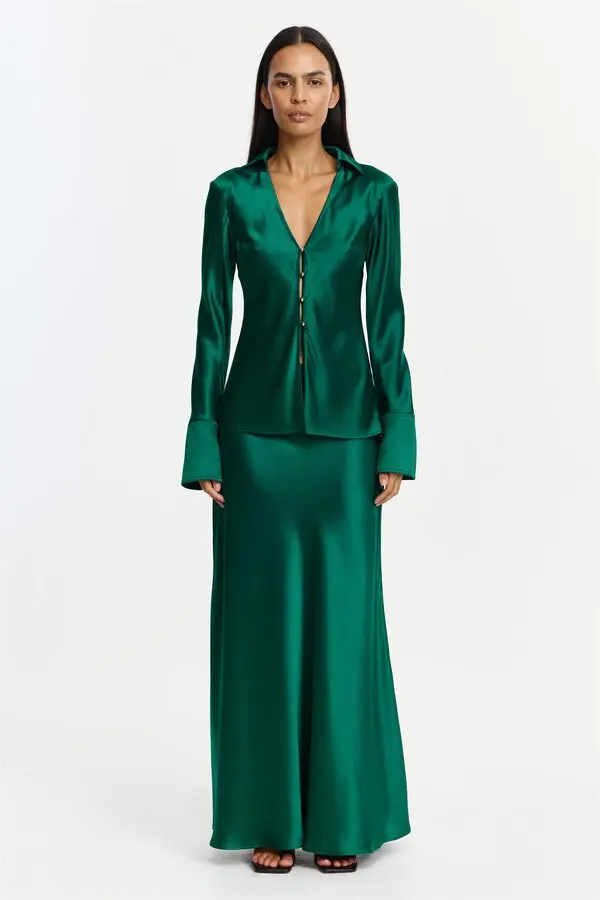 Acler Brosa Maxi Skirt - Deep Emerald
