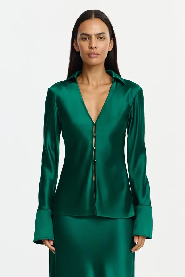 Acler Spunhill Shirt - Deep Emerald