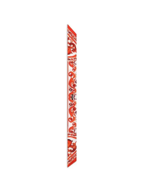 Dolce & Gabbana Maiolica Print Silk Foulard - Orange