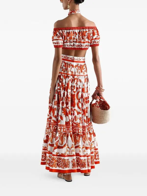 Dolce & Gabbana Off-the-shoulder Printed Cotton Top