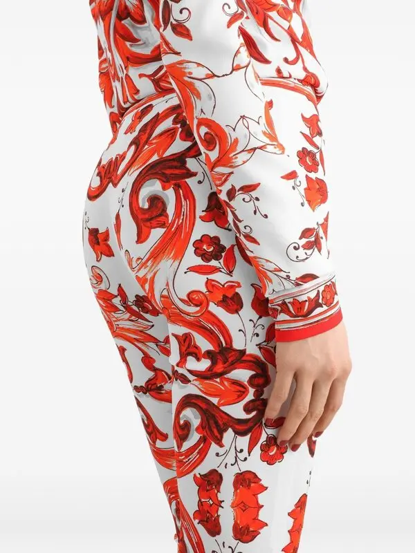 Dolce & Gabbana Maiolica Print Silk Trousers