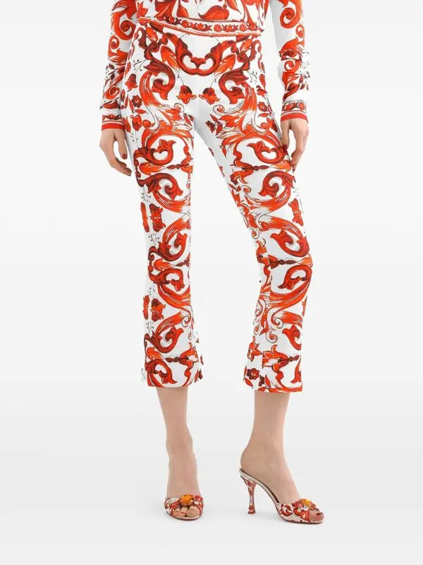 Dolce & Gabbana Maiolica Print Silk Trousers