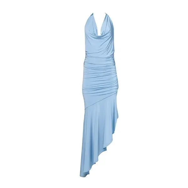 FOREVER YOUNG THE LABEL Serena Asymmetric Jersey Dress - Blue