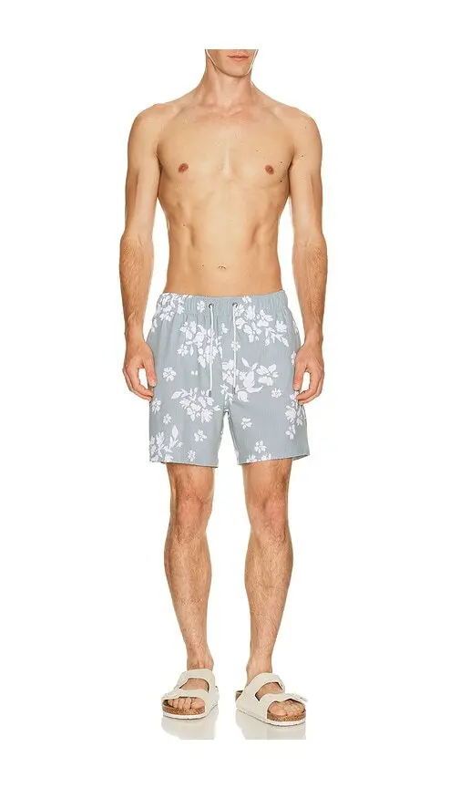 VINTAGE SUMMER Seersucker Stretch Volley Swim Trunks - Green