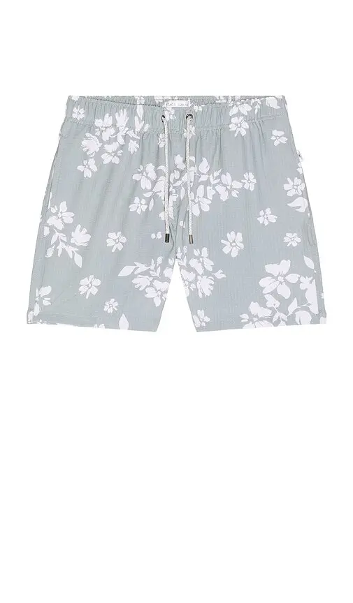 VINTAGE SUMMER Seersucker Stretch Volley Swim Trunks - Green