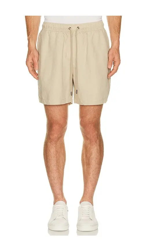 Onia Air Linen Pull On Short 6 In Brown - Dune