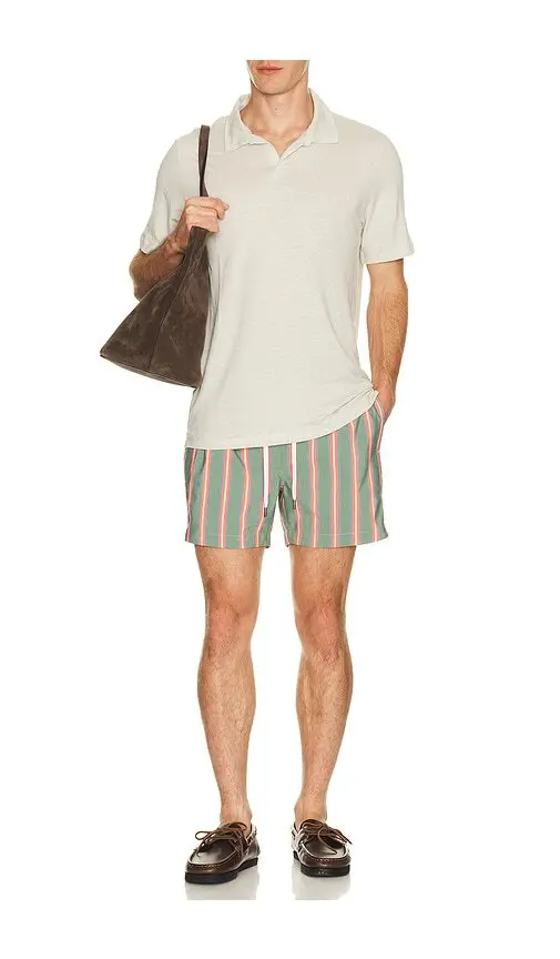 Onia Shaun Stretch Linen Polo In Cream