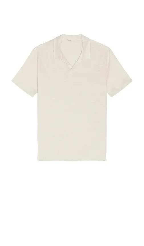 Onia Shaun Stretch Linen Polo In Cream