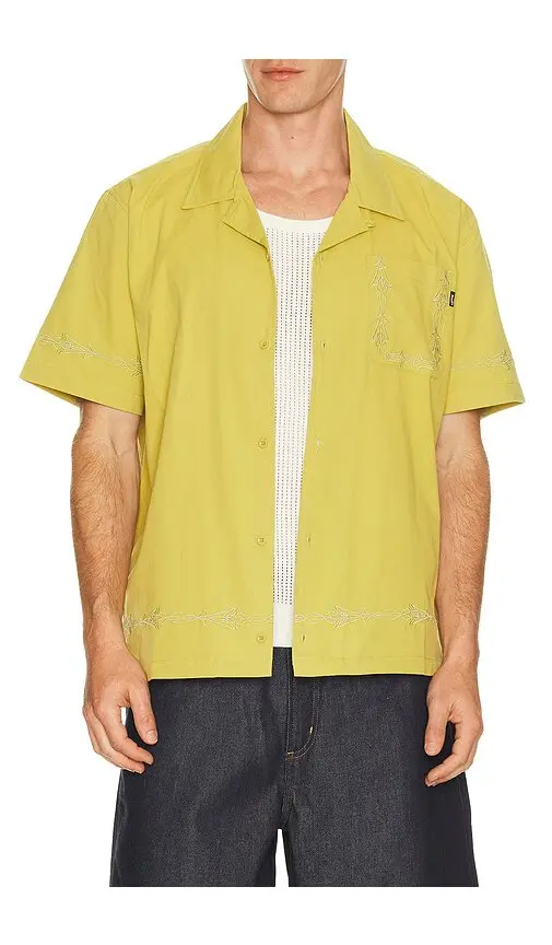 HUF Pinstripe Embroidered Resort Shirt In Green