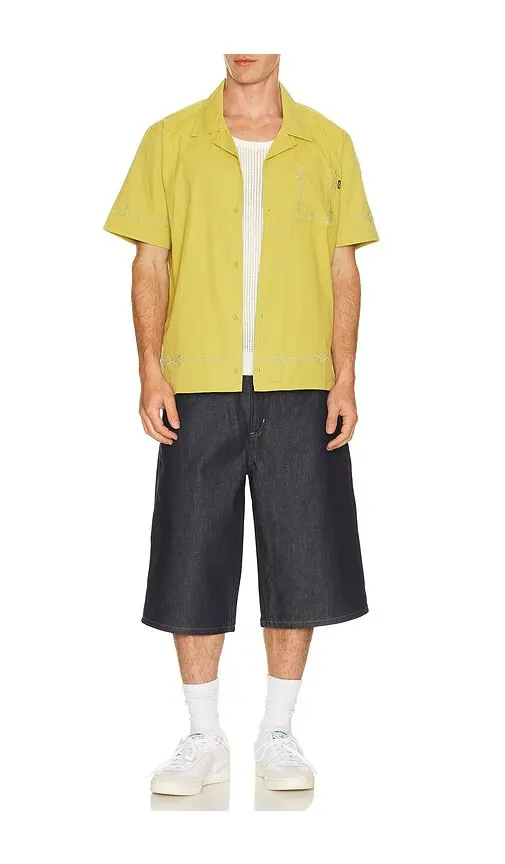 HUF Pinstripe Embroidered Resort Shirt In Green