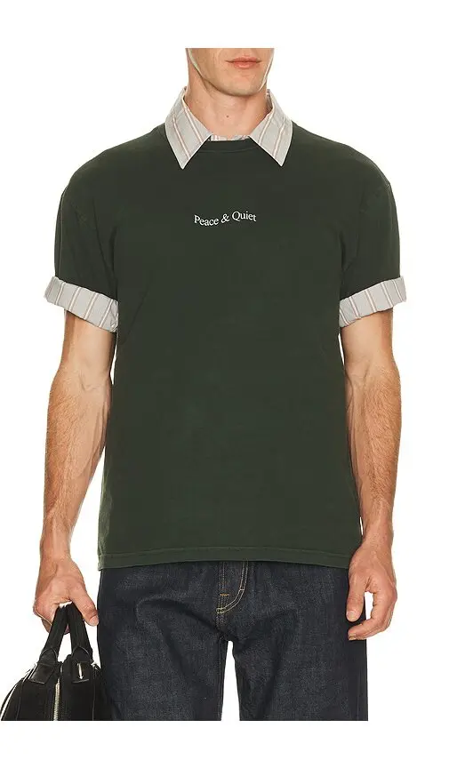 MUSEUM OF PEACE & QUIET Wordmark T-shirt In Green - Forest