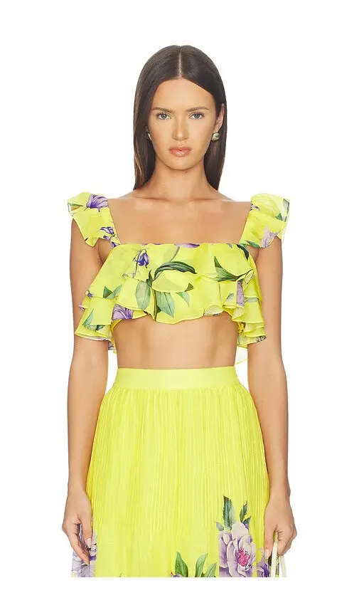 Hemant & Nandita Ruffle Cropped Top - Yellow