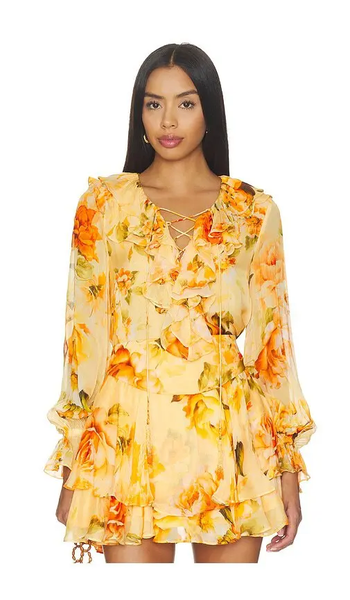 Hemant & Nandita Ruffle Cropped Top - Yellow