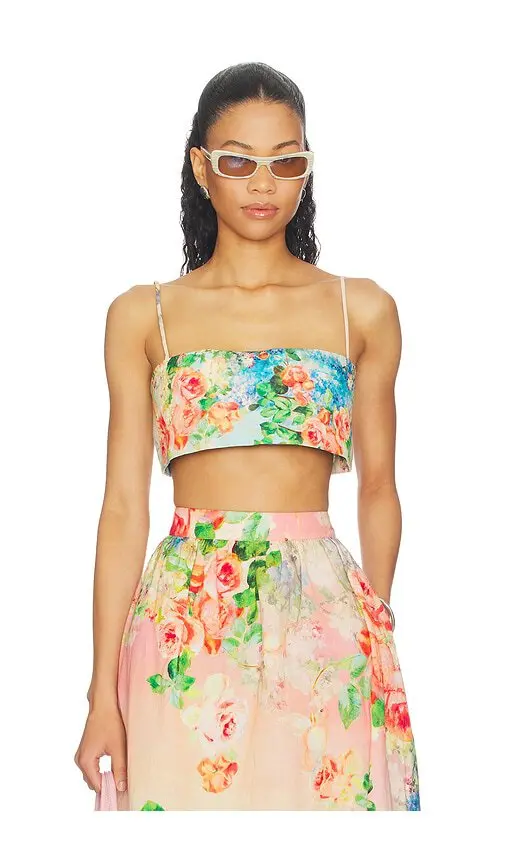 Hemant & Nandita Bustier Top In Blush,blue - Multi