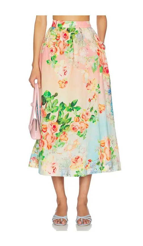 Hemant & Nandita Midi Skirt In Blush,blue - Multi