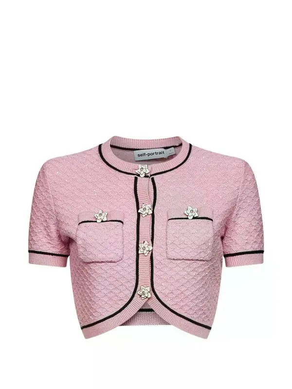 SELF-PORTRAIT Sequin-embellished Floral Button Blouse