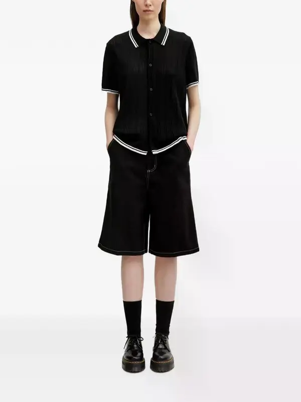 Carhartt Work In Progress S/s Ramsey Pointelle-knit Tipped Shirt - Black