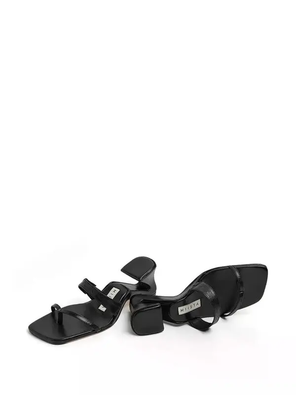MIISTA Toe-strap Sculptural Heel Sandals - Black
