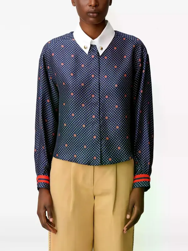 Claudie Pierlot Printed Silk Shirt - Blue