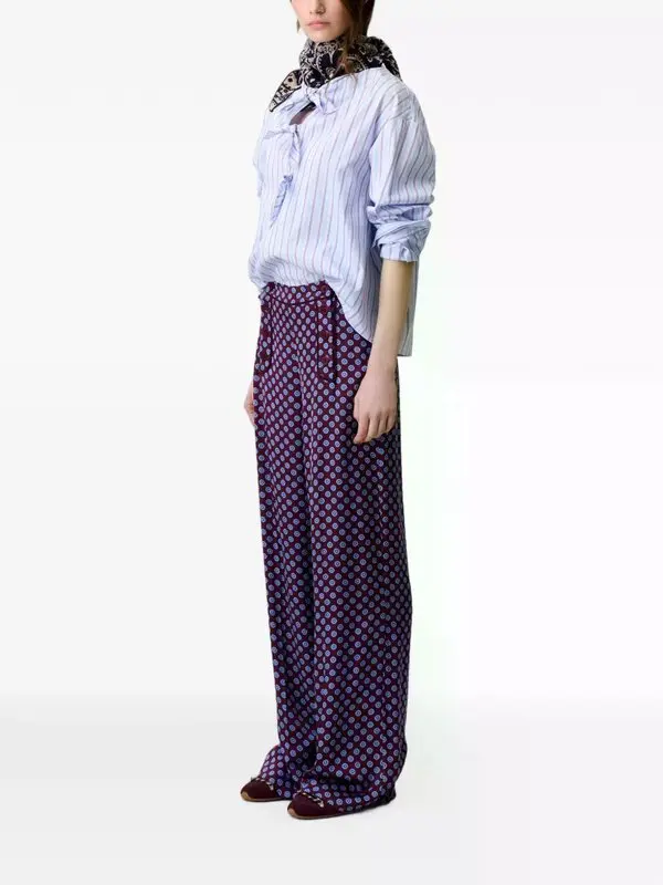 Claudie Pierlot Printed Satin Sailor Trousers