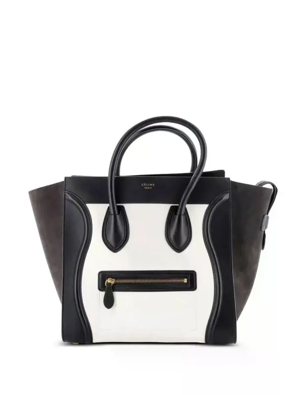 Celine Bi-color Luggage Mini Satchel Leather Bag - Black