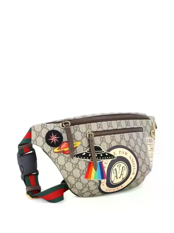 Gucci Gg Coated Canvas Applique Belt Bag - Brown