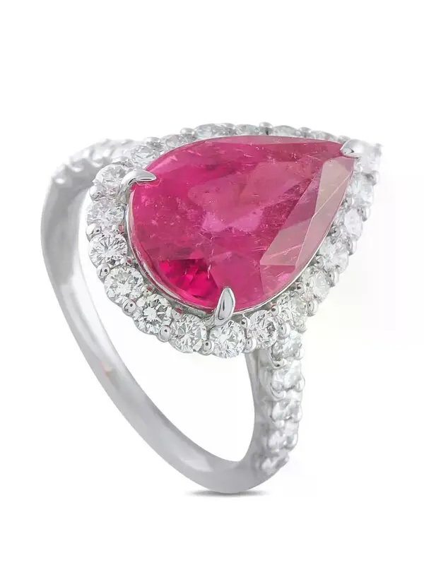 LB EXCLUSIVE Platinum Rubellite And Diamond Ring - Silver