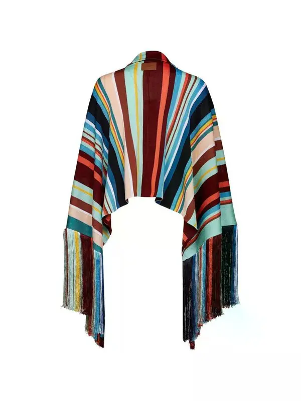Fendi Intarsia-knit Fringed Poncho