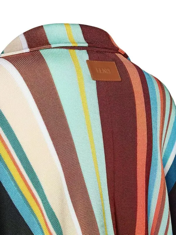 Fendi Intarsia-knit Fringed Poncho - Red