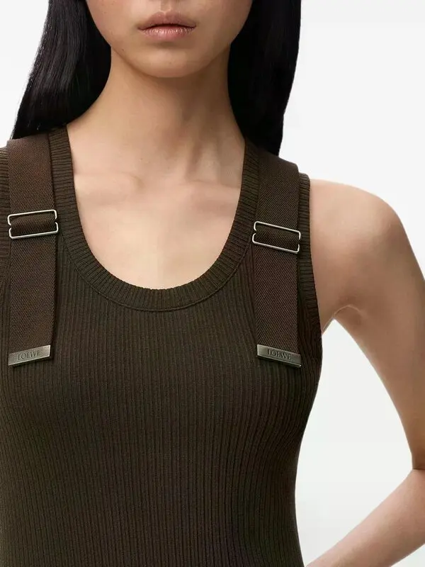 Loewe Ribbed Knit Buckle Detail Midi Dress